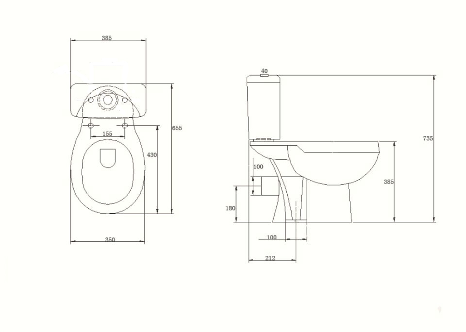 Standard Round Open Back Toilet Pan, Cistern with Soft Close Seat P ...